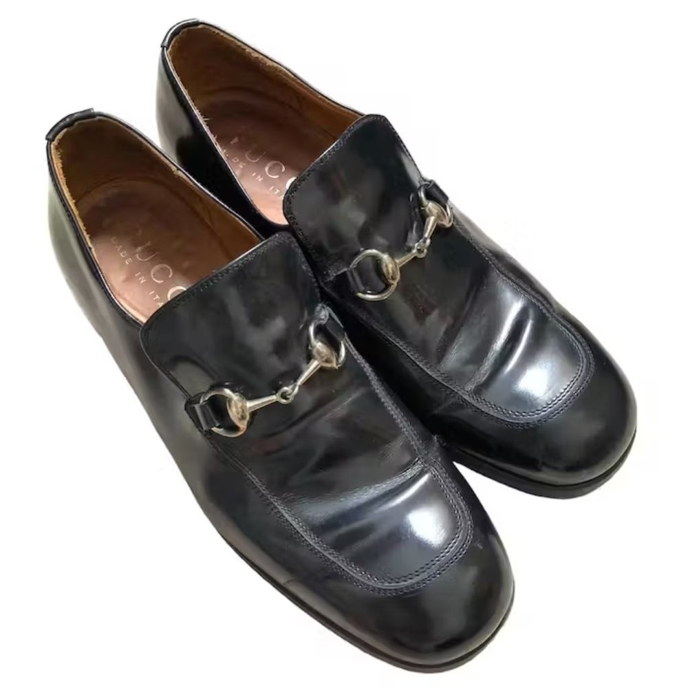 Gucci Designer Italian Made Black Leather Shoes Men's… - Gem